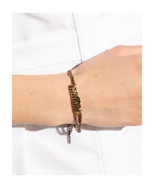 Alexander McQueen Graffiti Logo Plaque Bracelet - Yellow