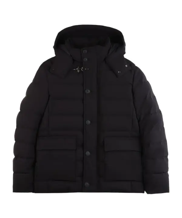FAY Hooded Puffer Jacket With Iconic Hooks - Black
