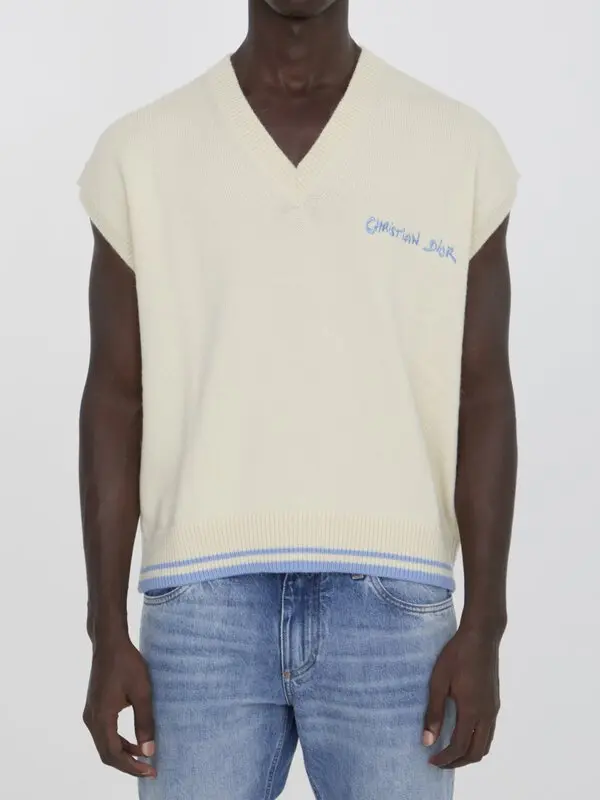 Dior Logo Embroidered V-neck Vest