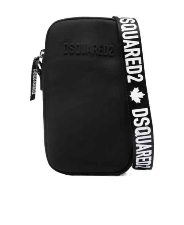 Dsquared2 Logo Plaque Zipped Shoulder Bag - Black