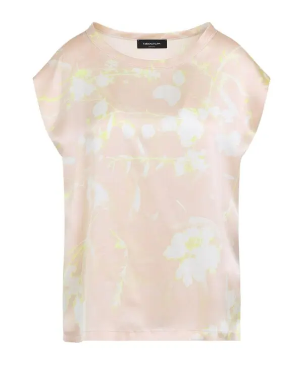 Fabiana Filippi Sleeveless Printed Satin Top - Nude