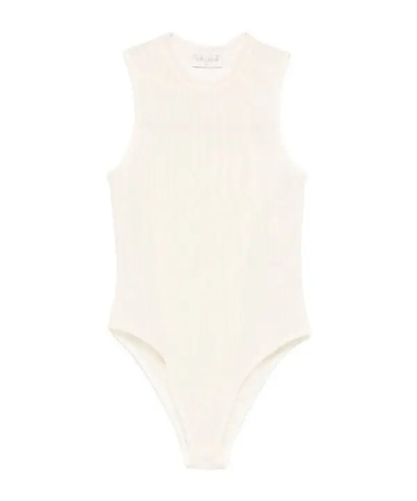 FORTE_FORTE Sleeveless Round Neck Scalloped Trim Top - White