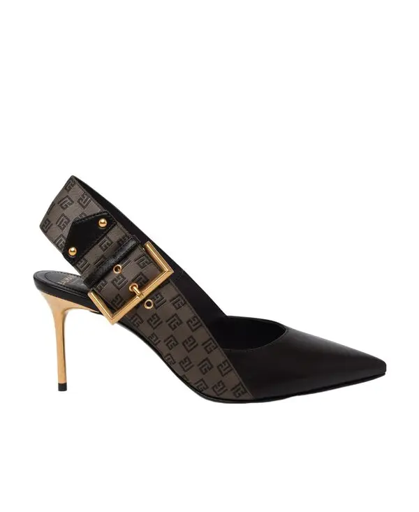 Balmain Ruby 75mm Monogram Jacquard Slingback Pumps