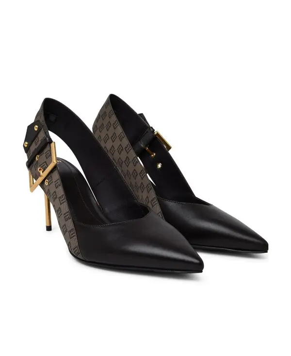 Balmain Ruby 75mm Monogram Jacquard Slingback Pumps