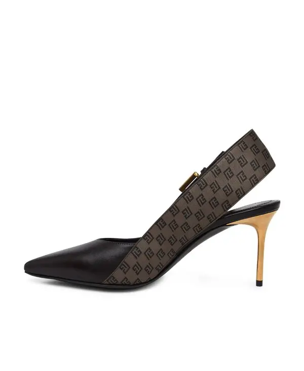 Balmain Ruby 75mm Monogram Jacquard Slingback Pumps