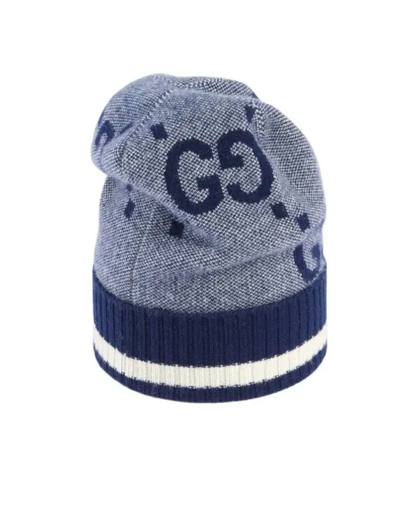 Gucci Monogram Knitted Beanie - Blue