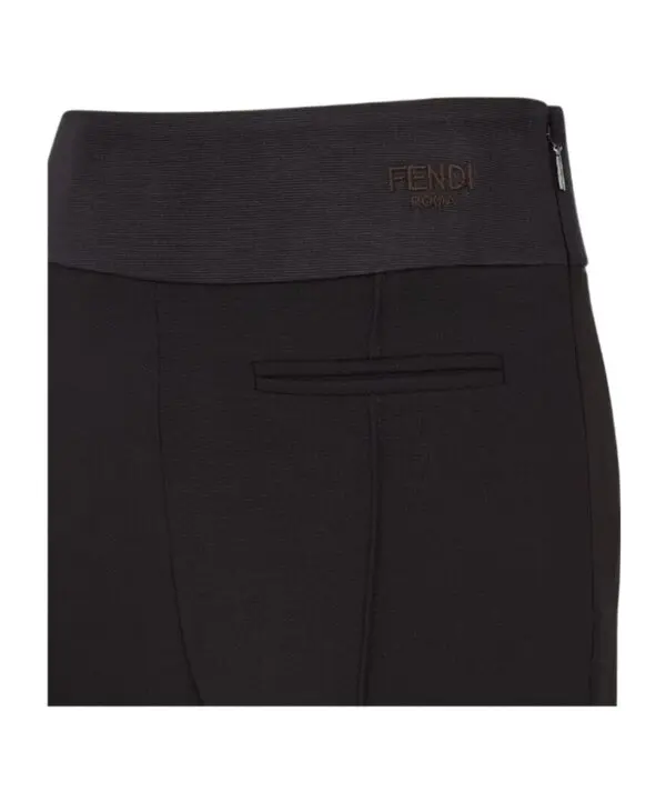Fendi Wool Cadi Leggings With Embroidered Logo