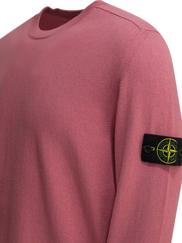Stone Island Logo Patch Crewneck Jumper - Pink
