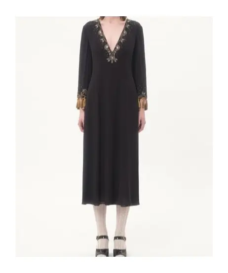 Valentino Garavani Embroidered Light Georgette Midi Dress