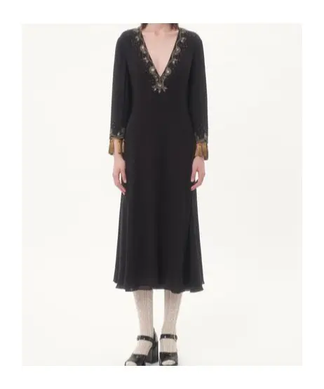 Valentino Garavani Embroidered Light Georgette Midi Dress