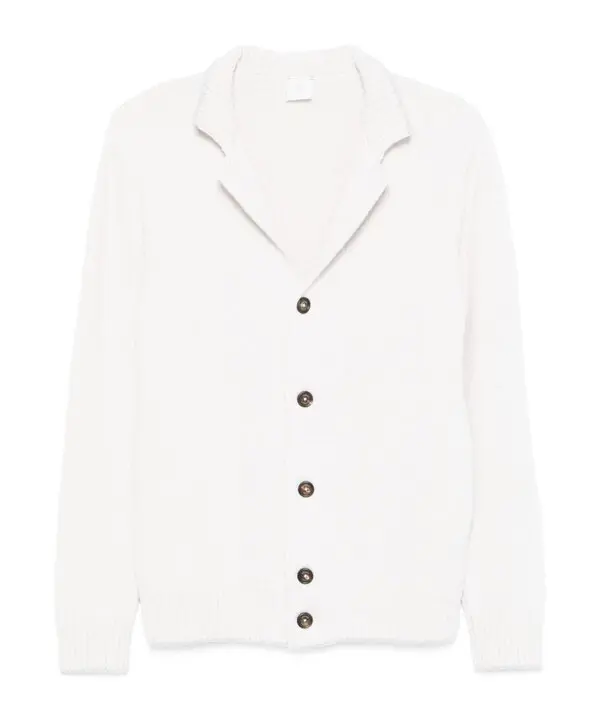 Eleventy Rib Knitted Cardigan With Contrasting Trim - White/blue
