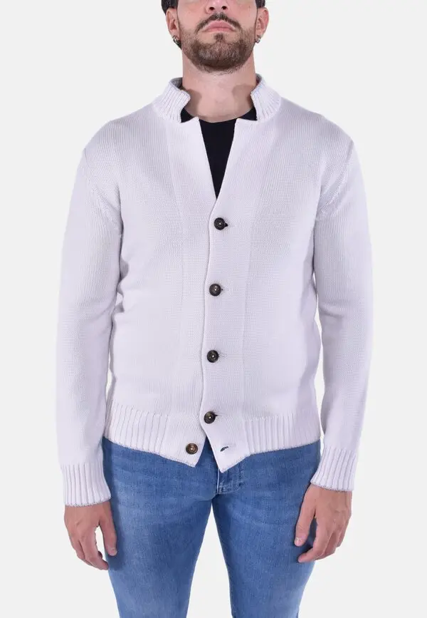 Eleventy Rib Knitted Cardigan With Contrasting Trim