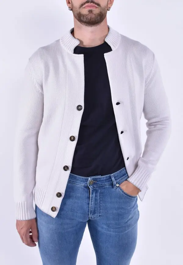 Eleventy Rib Knitted Cardigan With Contrasting Trim