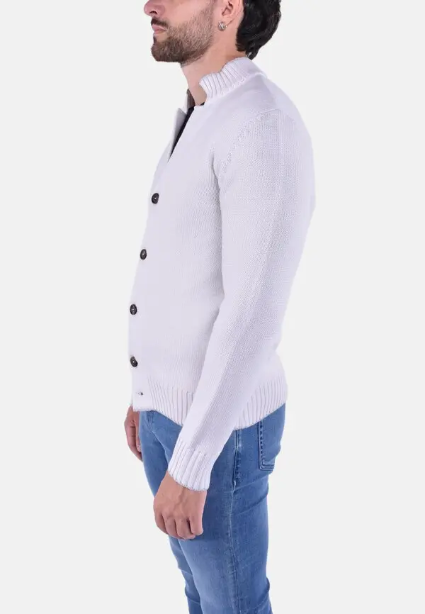 Eleventy Rib Knitted Cardigan With Contrasting Trim