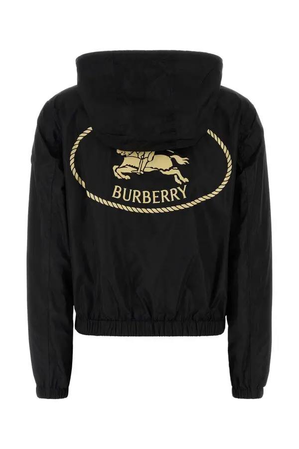 Burberry Logo Printed Zip-up Hooded Jacket