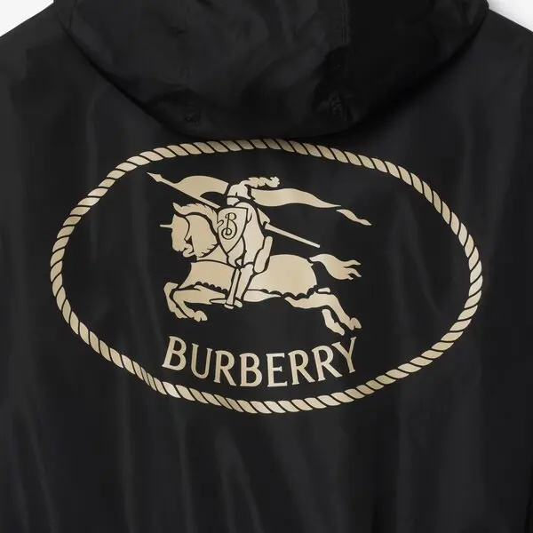 Burberry Logo Printed Zip-up Hooded Jacket