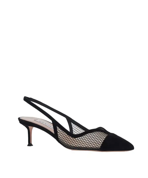 AQUAZZURA Gia Mesh Sling Pumps - Black