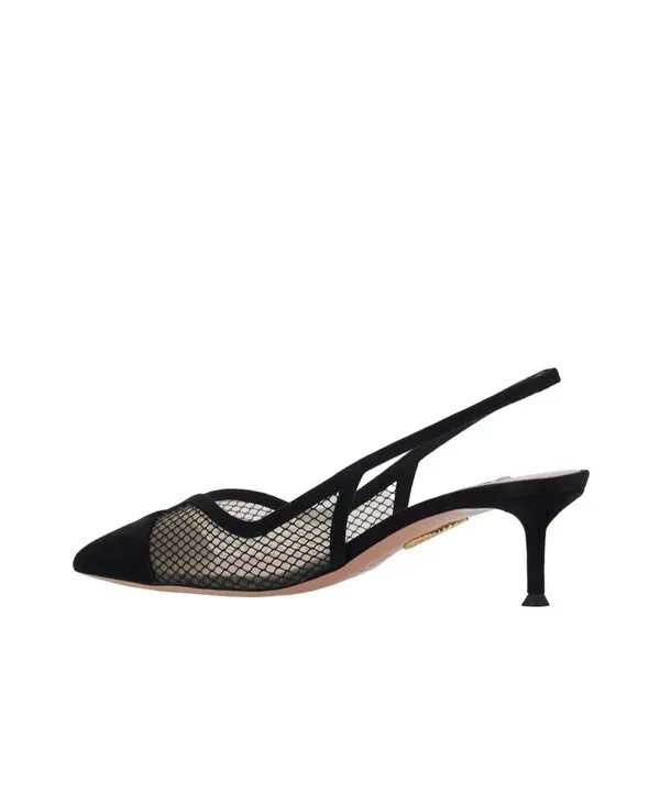AQUAZZURA Gia Mesh Sling Pumps - Black