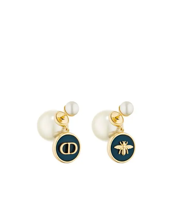 Dior Tribales Earrings With Cd Logo And Bee Motif - Yellow