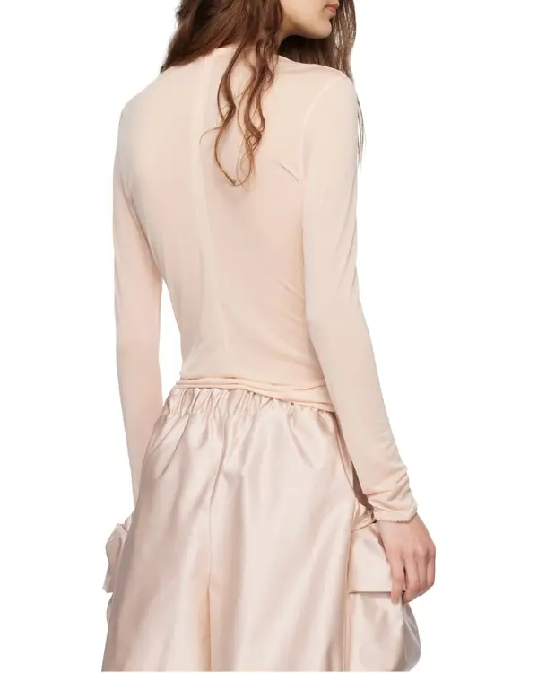 Simone Rocha Beige Embellished Mesh Top