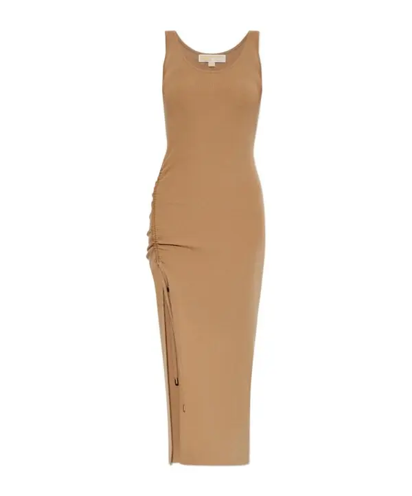 Michael Kors Ruched Tank Dress With Side Slits - Nude