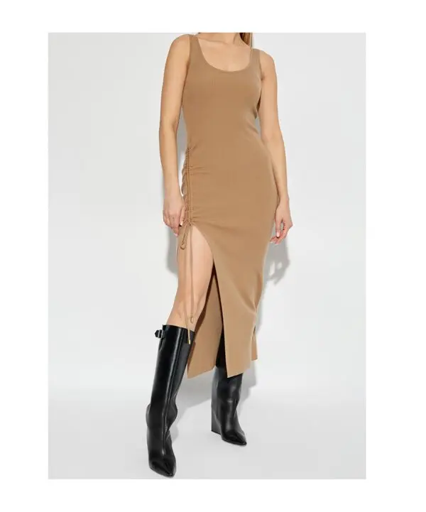 Michael Kors Ruched Tank Dress With Side Slits - Nude