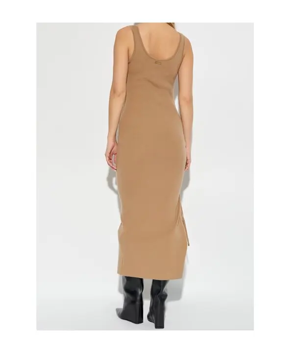 Michael Kors Ruched Tank Dress With Side Slits - Nude