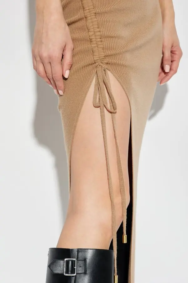 Michael Kors Ruched Tank Dress With Side Slits - Nude
