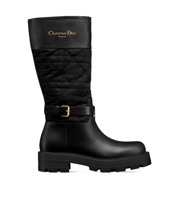 Dior Calfskin And Nylon Boots With Cannage Stitching - Black