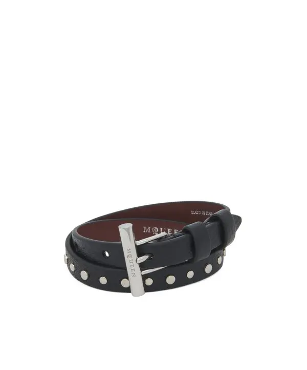 Alexander McQueen T-bar Double Wrap Bracelet - Black