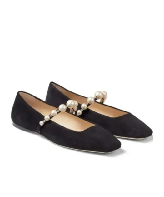 JIMMY CHOO Pearl Embellished Mary Jane Flats