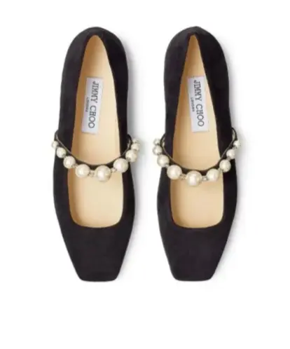 JIMMY CHOO Pearl Embellished Mary Jane Flats