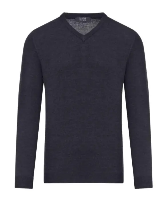 ZANONE Fine-knit V-neck Jumper - Blue