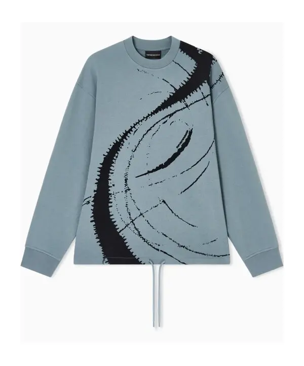 Emporio Armani Abstract Print Drawstring Sweatshirt - Blue-gray
