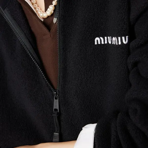 Miu Miu Oversized Fleece Sweatshirt With High Neck And Zipper Closure