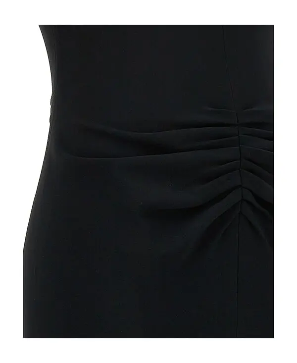 Victoria Beckham Ruched-waist V-back Crepe Midi Dress - Black