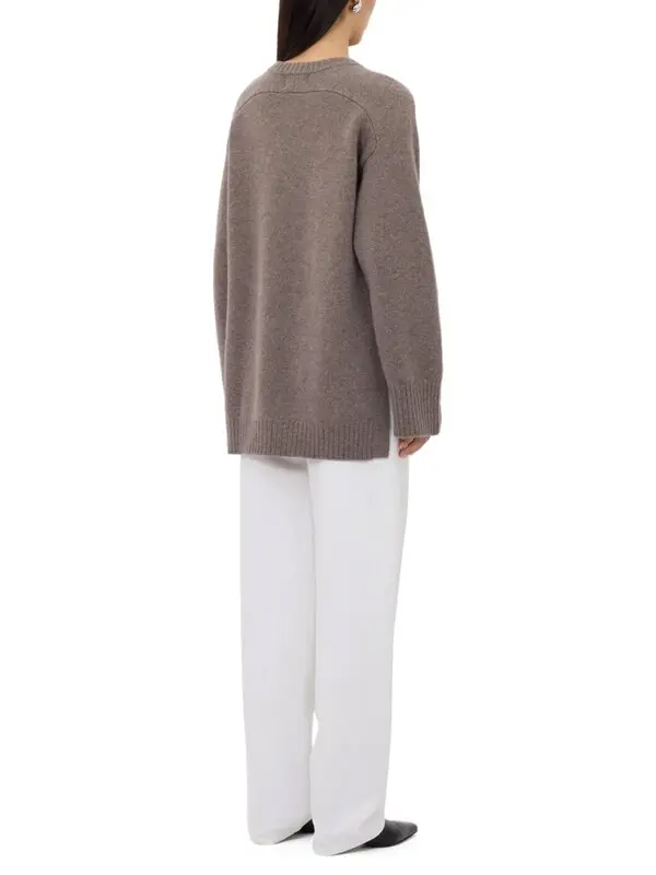 LOULOU STUDIO Crew Neck Sweater With Deep Side Slits