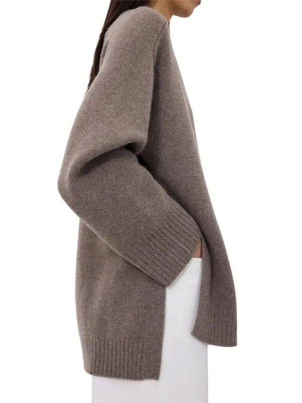LOULOU STUDIO Crew Neck Sweater With Deep Side Slits