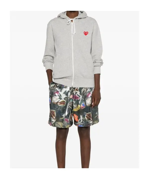 Comme Des Garçons Full Zip Hoodie With Drawstring Hood