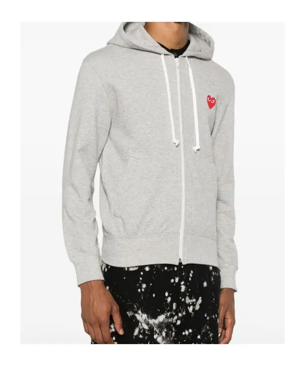 Comme Des Garçons Full Zip Hoodie With Drawstring Hood
