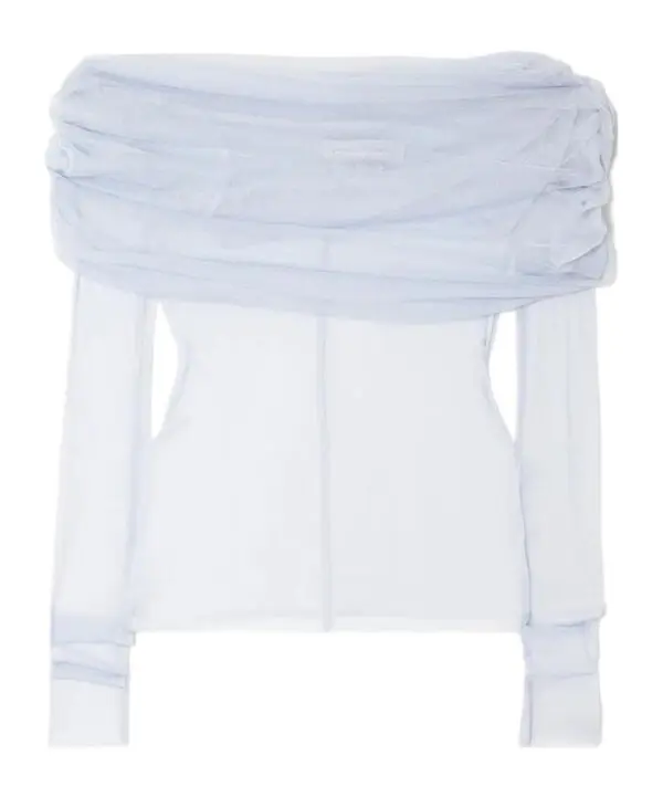 Christopher Esber Off-the-shoulder Gathered Long-sleeve Cover-up - Blue