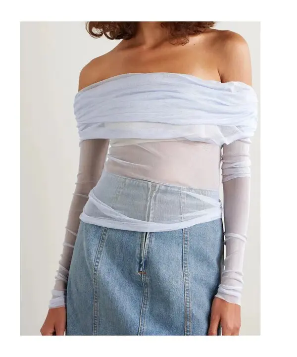 Christopher Esber Off-the-shoulder Gathered Long-sleeve Cover-up