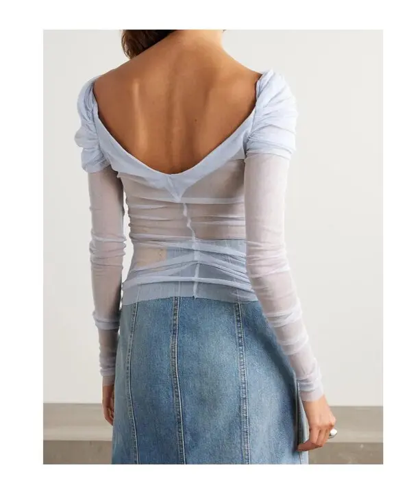 Christopher Esber Off-the-shoulder Gathered Long-sleeve Cover-up