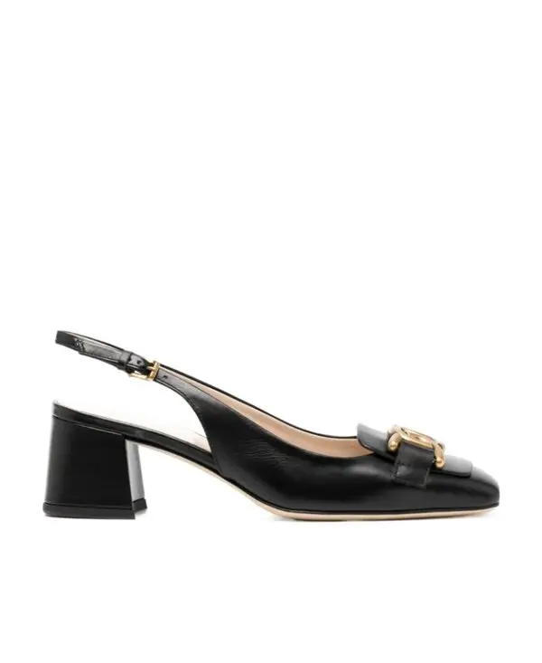 TOD'S Kate Logo Plaque Slingback Pumps - Black