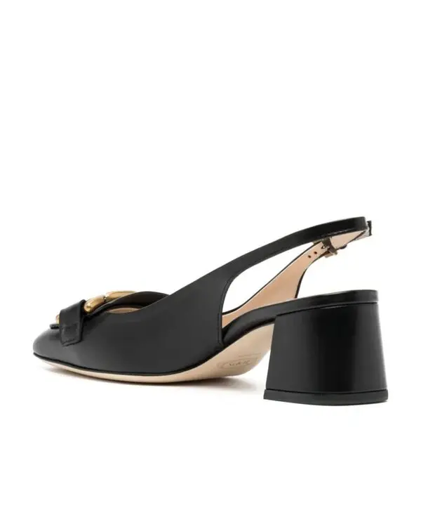 TOD'S Kate Logo Plaque Slingback Pumps - Black
