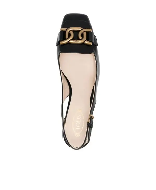 TOD'S Kate Logo Plaque Slingback Pumps - Black