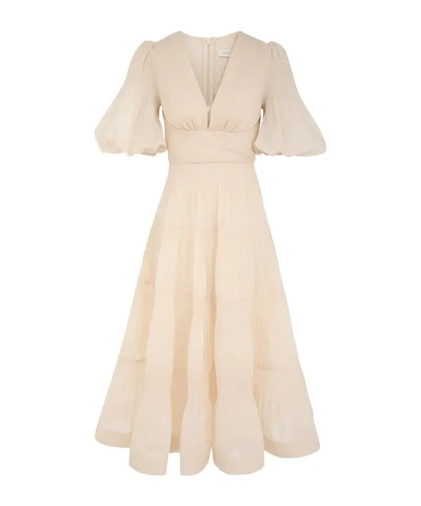 Zimmermann V-neck Tiered Midi Dress