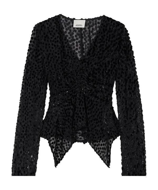 Isabel Marant Étoile Long Sleeve V-neck Top With Asymmetrical Hem