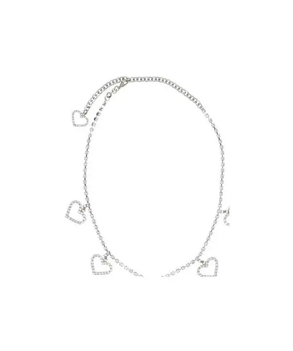 Alessandra Rich Crystal Heart Pendant Necklace - White