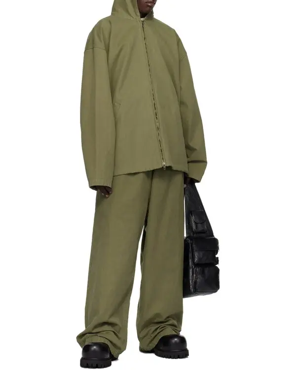 Balenciaga Zip-up Hooded Jacket With Drawstring Waist - Green